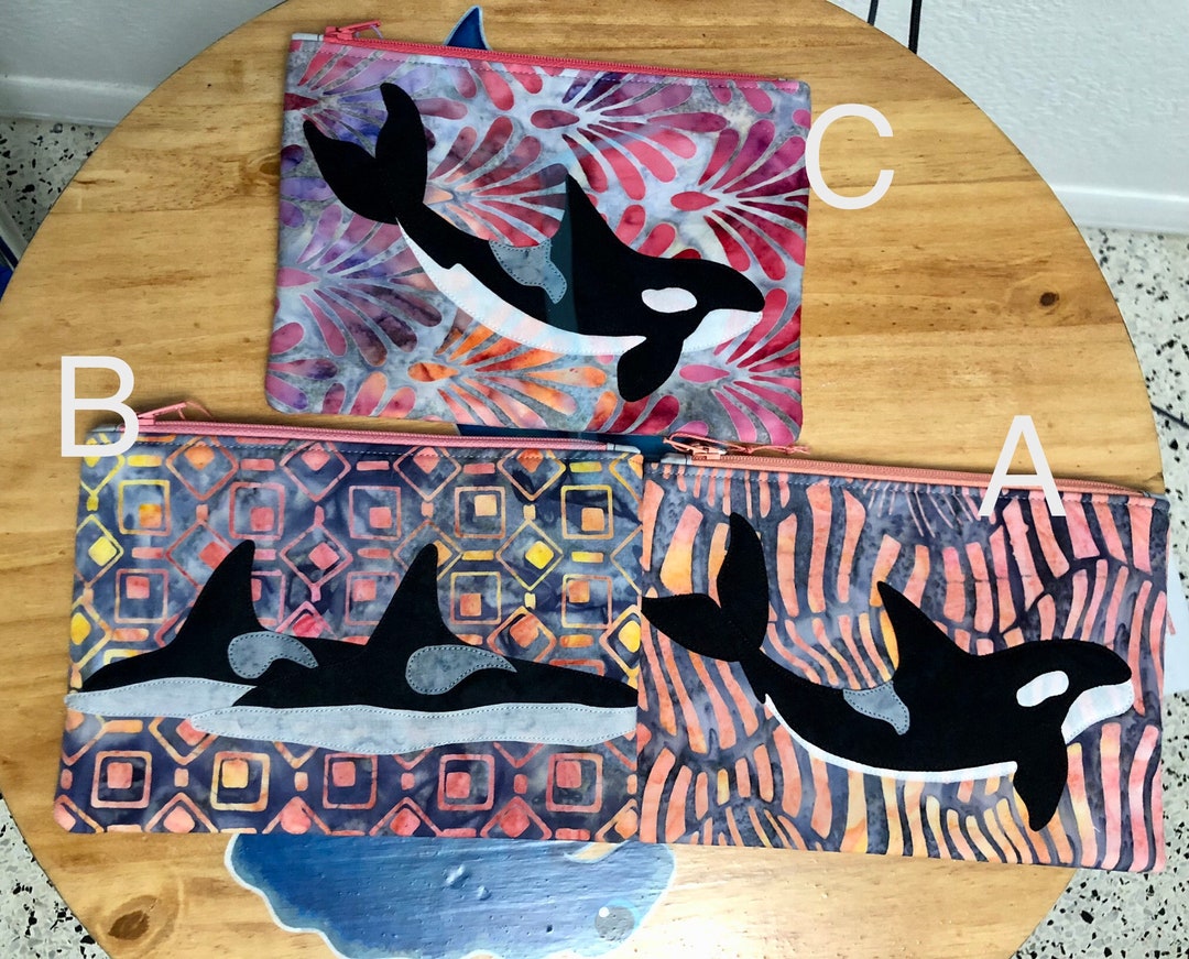 Orca Applique Zipper Bagsorca Artorca Bagkiller Whale - Etsy