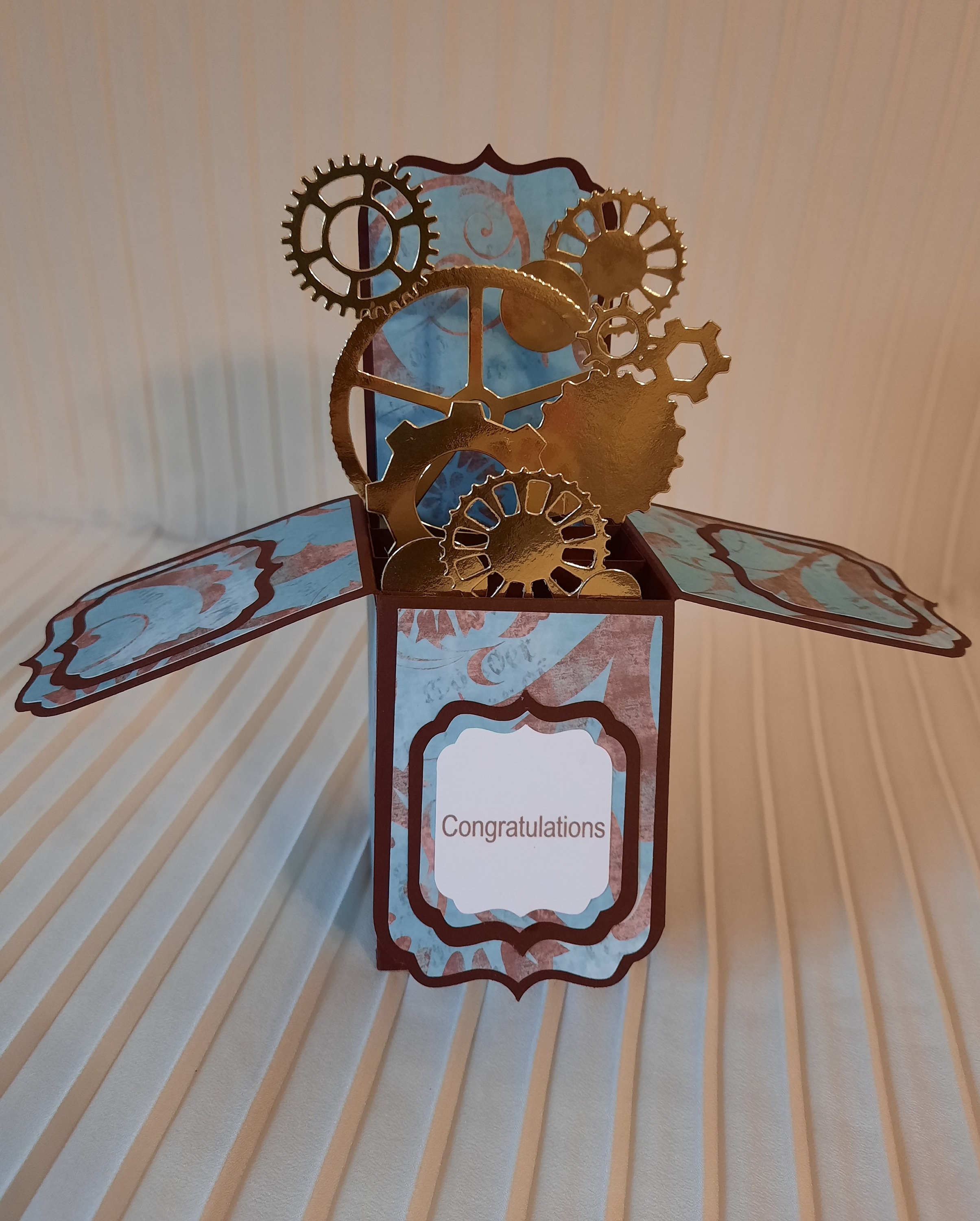 SALE 3d Box Pop up Card .congratulations Cogs 1. FREE SHIPPING - Etsy