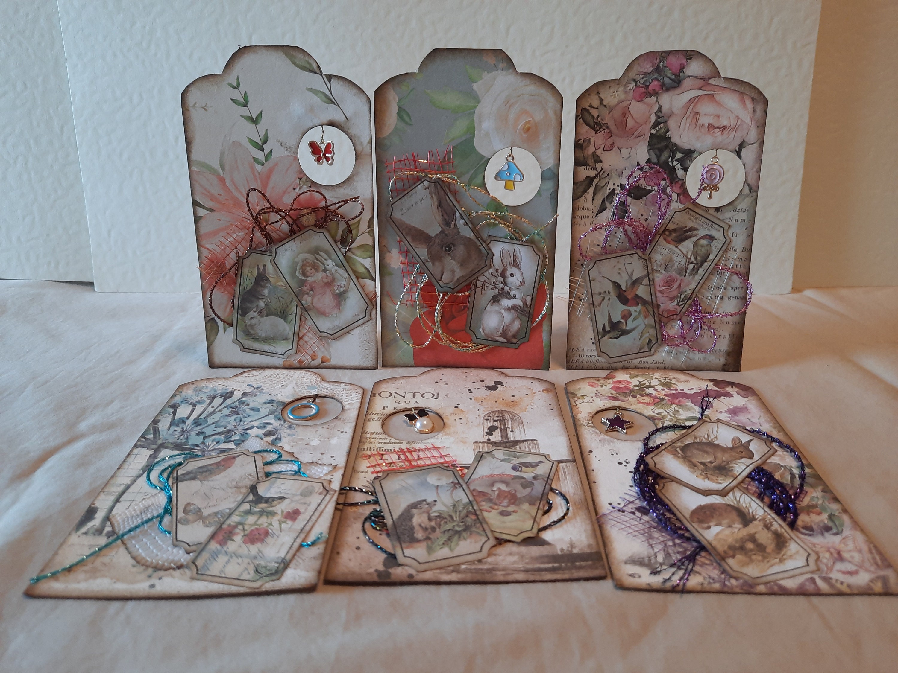 Beautiful Layered Large Tags, With Charm Ephemera. Set of 3 - Etsy