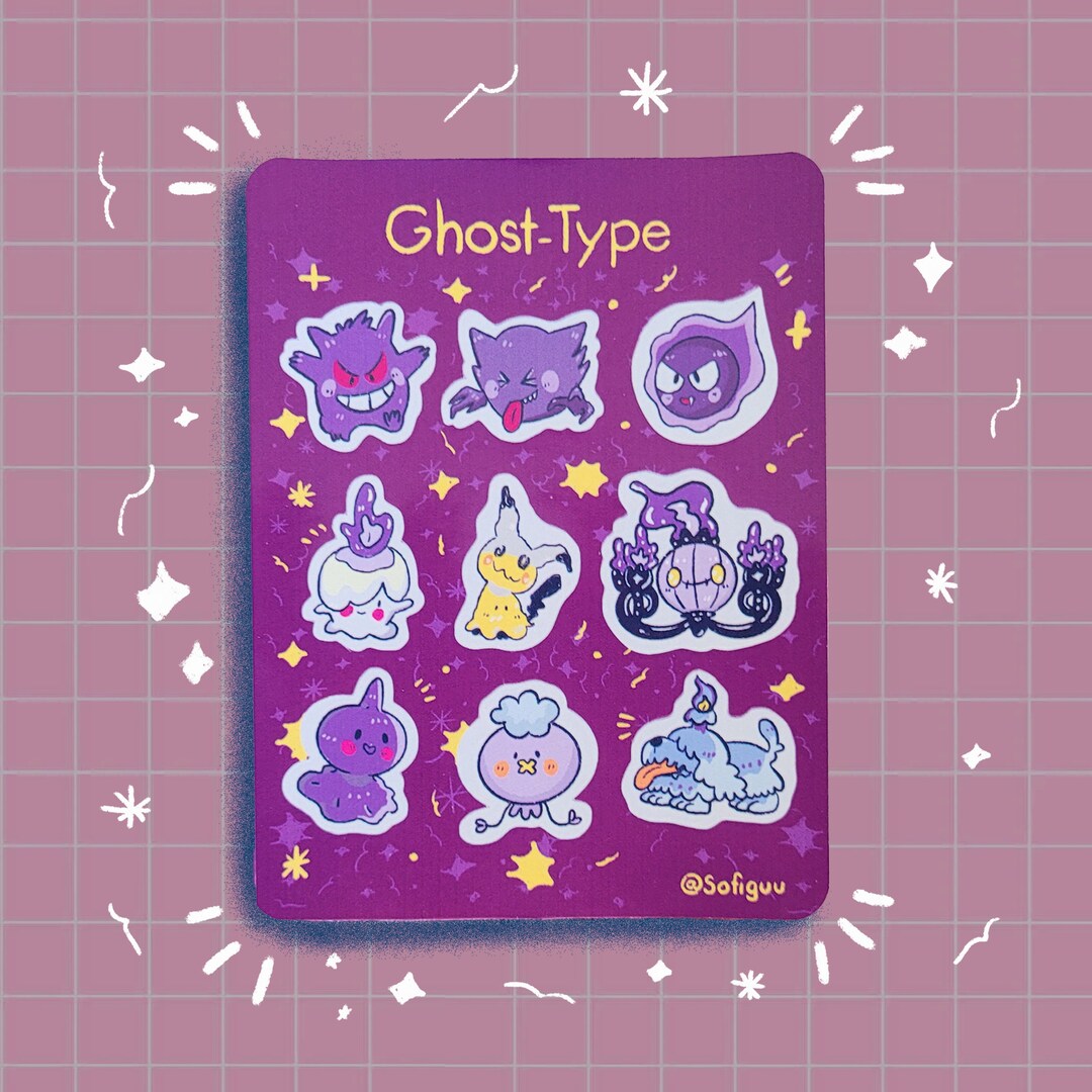 Ghost Types Pokemon Sticker Sheet - Etsy