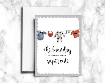 3D New Baby Laundry Card Box Card in Pink and White | Etsy