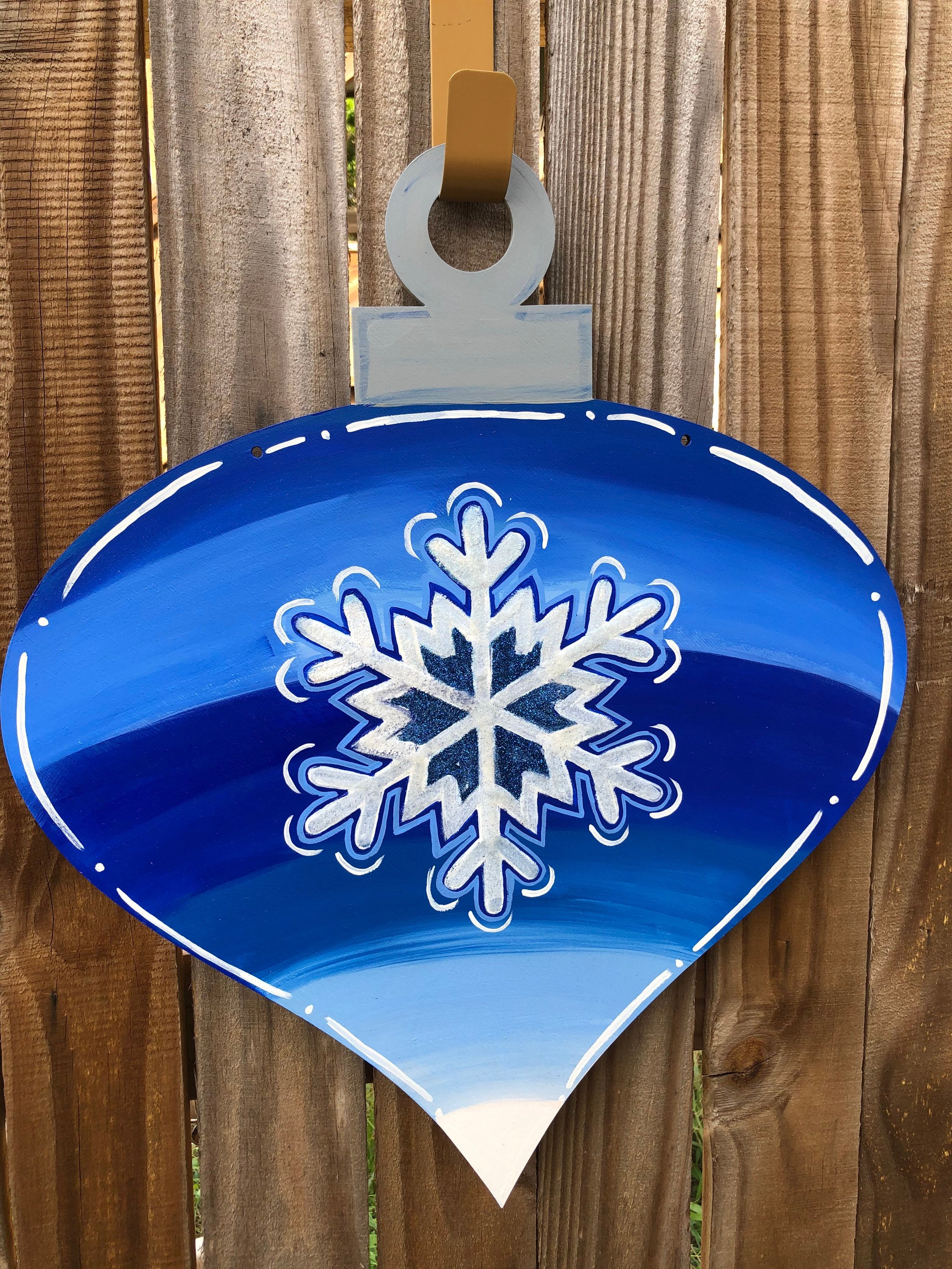 Snowflake Ornament Door Hanger, Blue Ombré Snowflake Door Hanger ...
