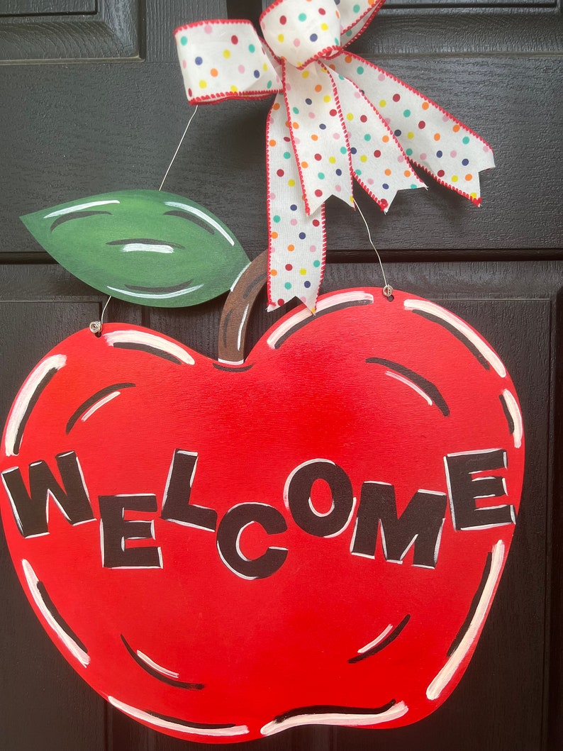 Welcome Apple Door Hanger, Classroom Door Hanger, Welcome Class Door ...