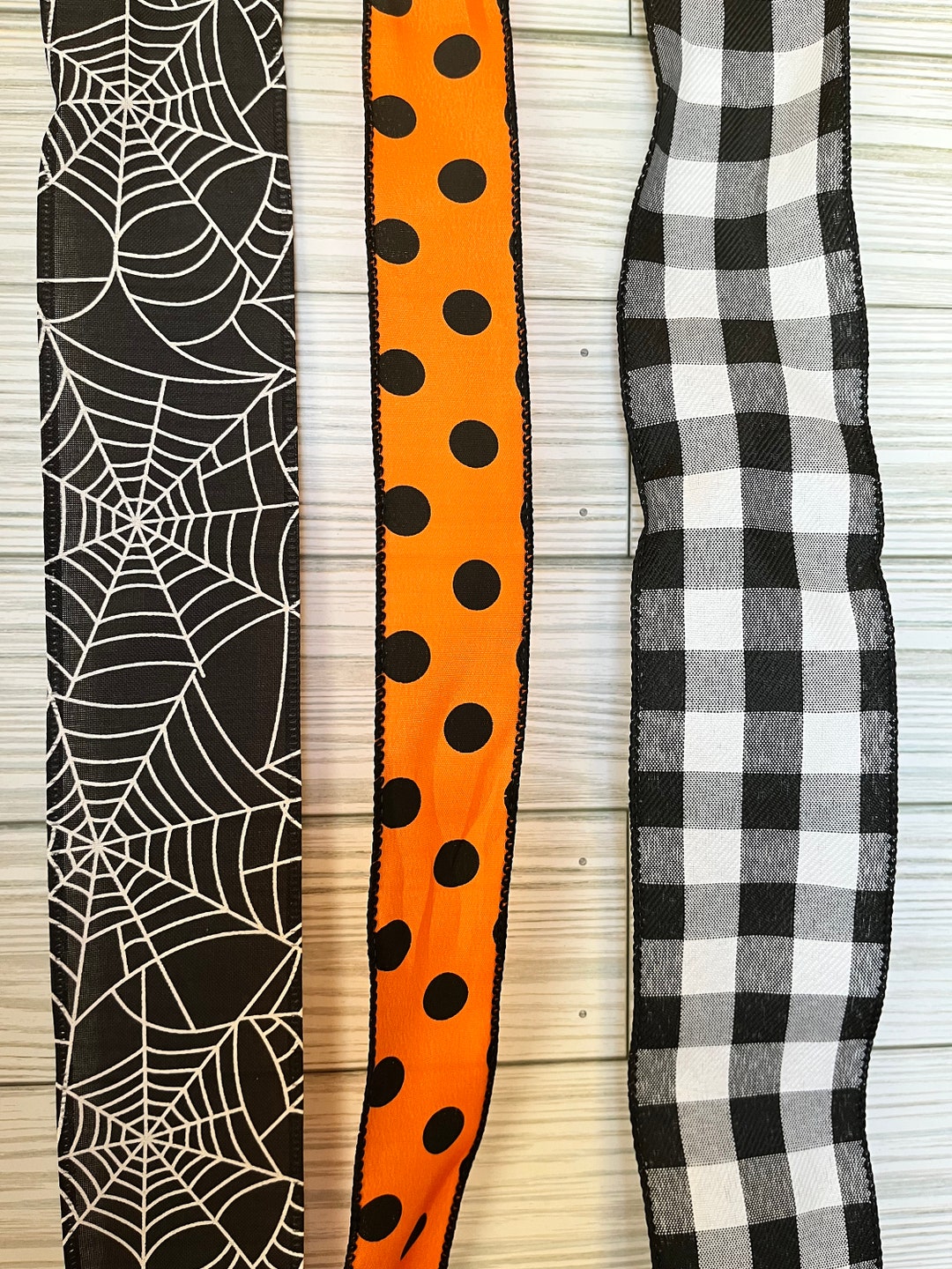 Spider Web Ribbon Bundle Orange Black Polka Dot Ribbon Black - Etsy