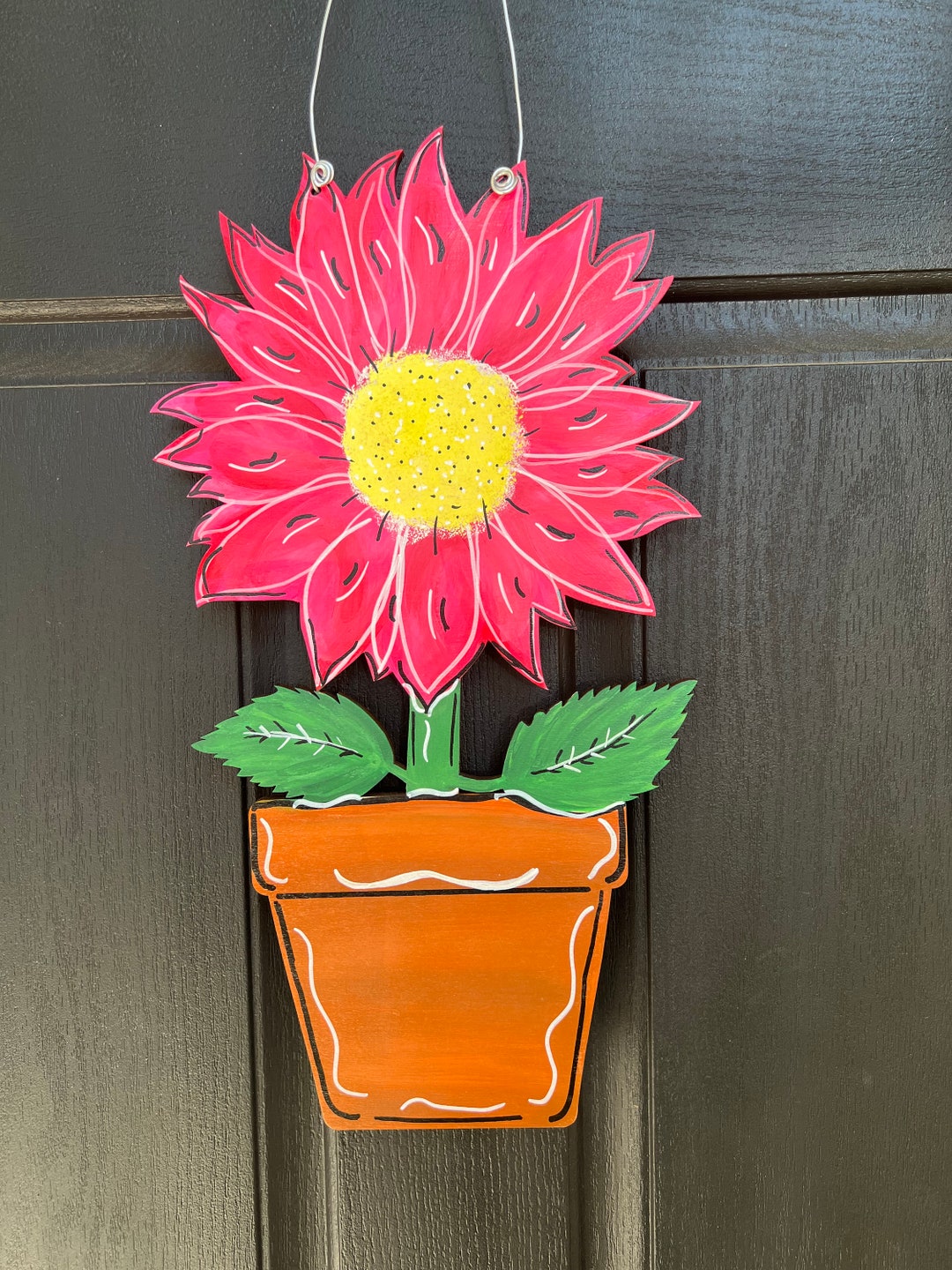 Sunflower Door Hanger Potted Sunflower Door Hanger Sunflower Etsy