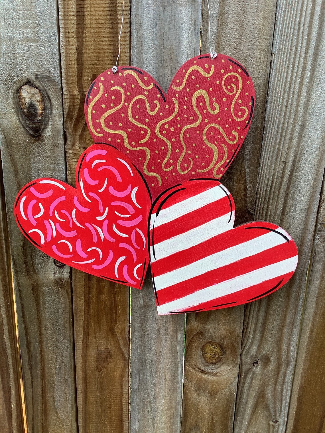 Heart Door Hanger Stacked Heart Door Hanger Whimsical Heart - Etsy