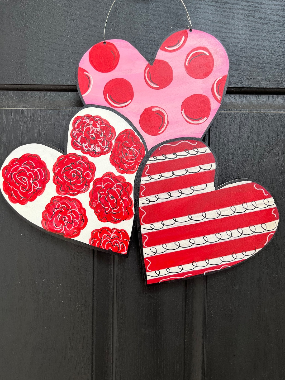 Heart Door Hanger, Stacked Heart Door Hanger, Whimsical Heart Door ...