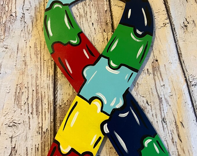 Autism Awareness Ribbon, Til All the Pieces Fit Door Hanger, Autism ...