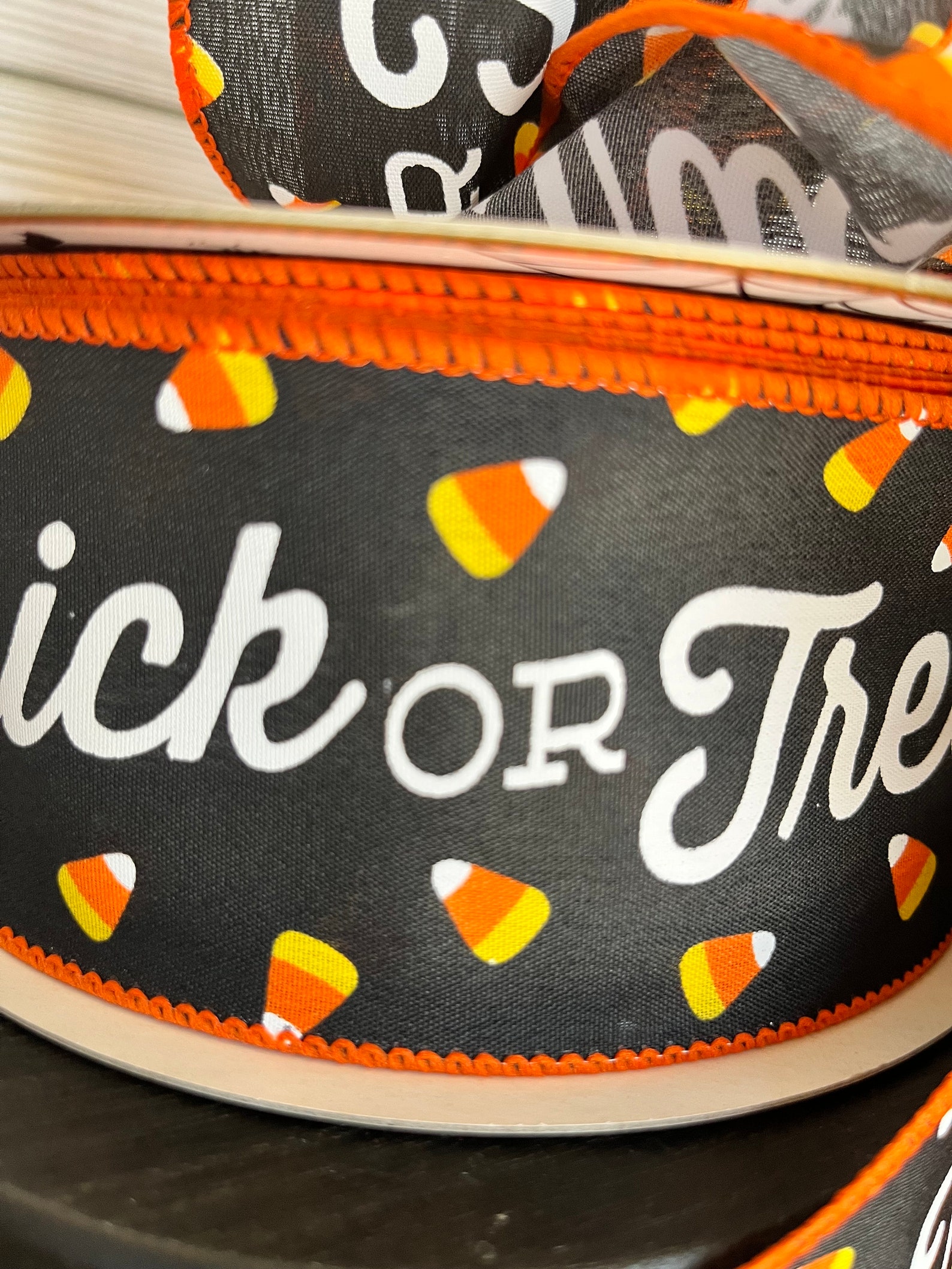 Halloween Ribbon Bundle, Candy Corn Ribbon, Black Polka Dot Ribbon ...