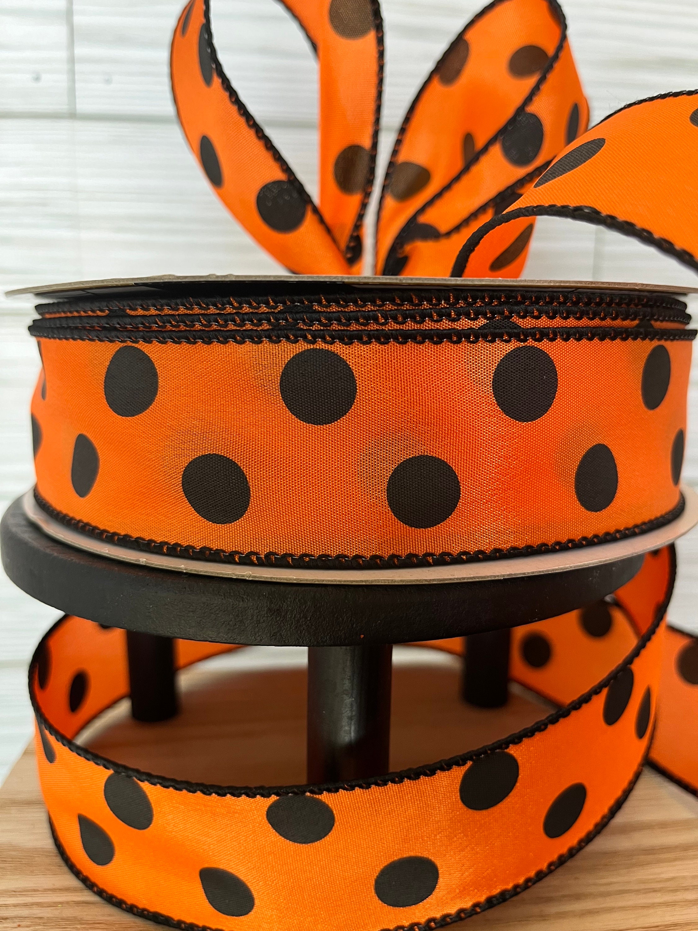 Spider Web Ribbon Bundle Orange Black Polka Dot Ribbon Black - Etsy