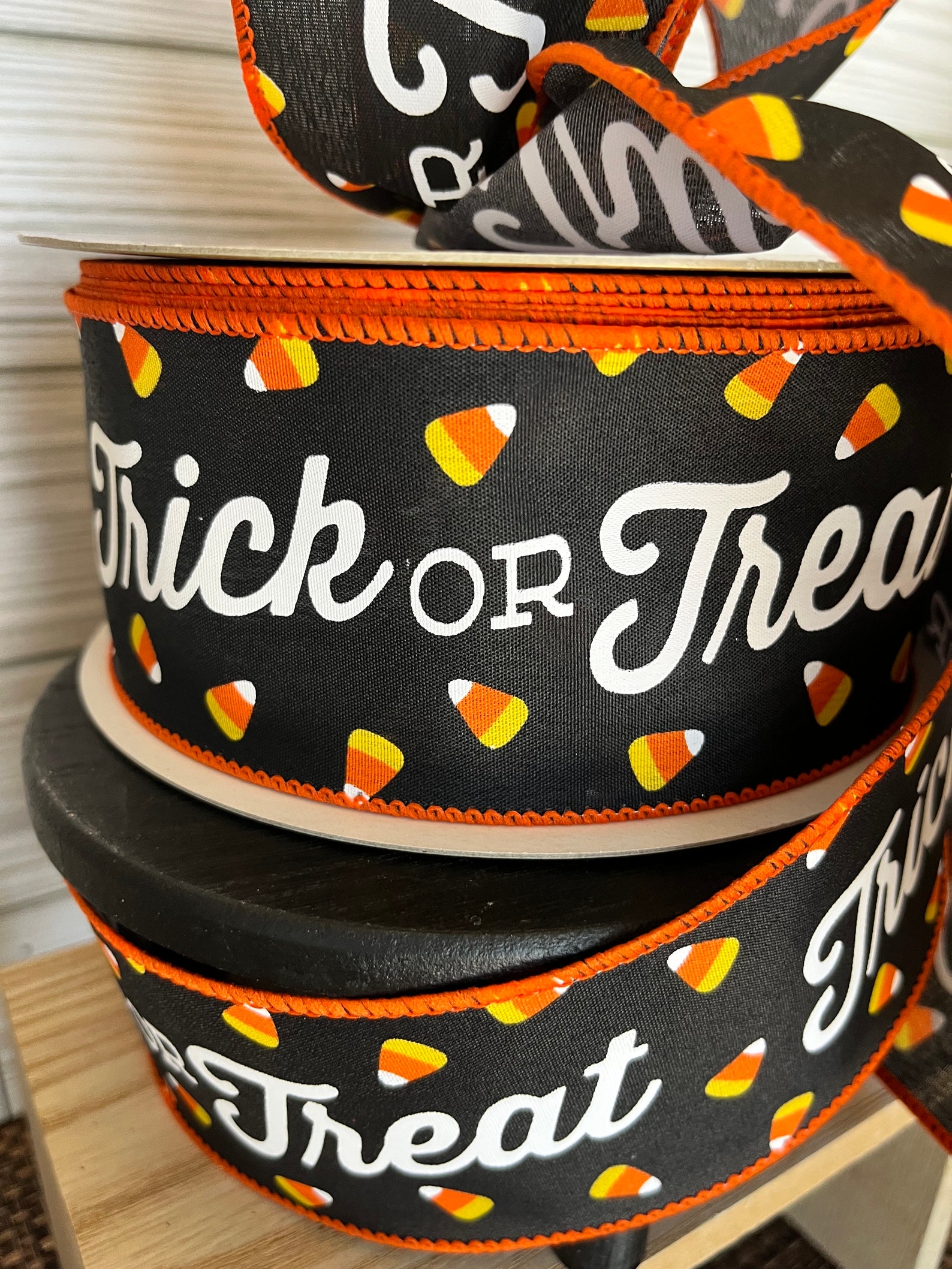 Halloween Ribbon Bundle, Candy Corn Ribbon, Black Polka Dot Ribbon ...