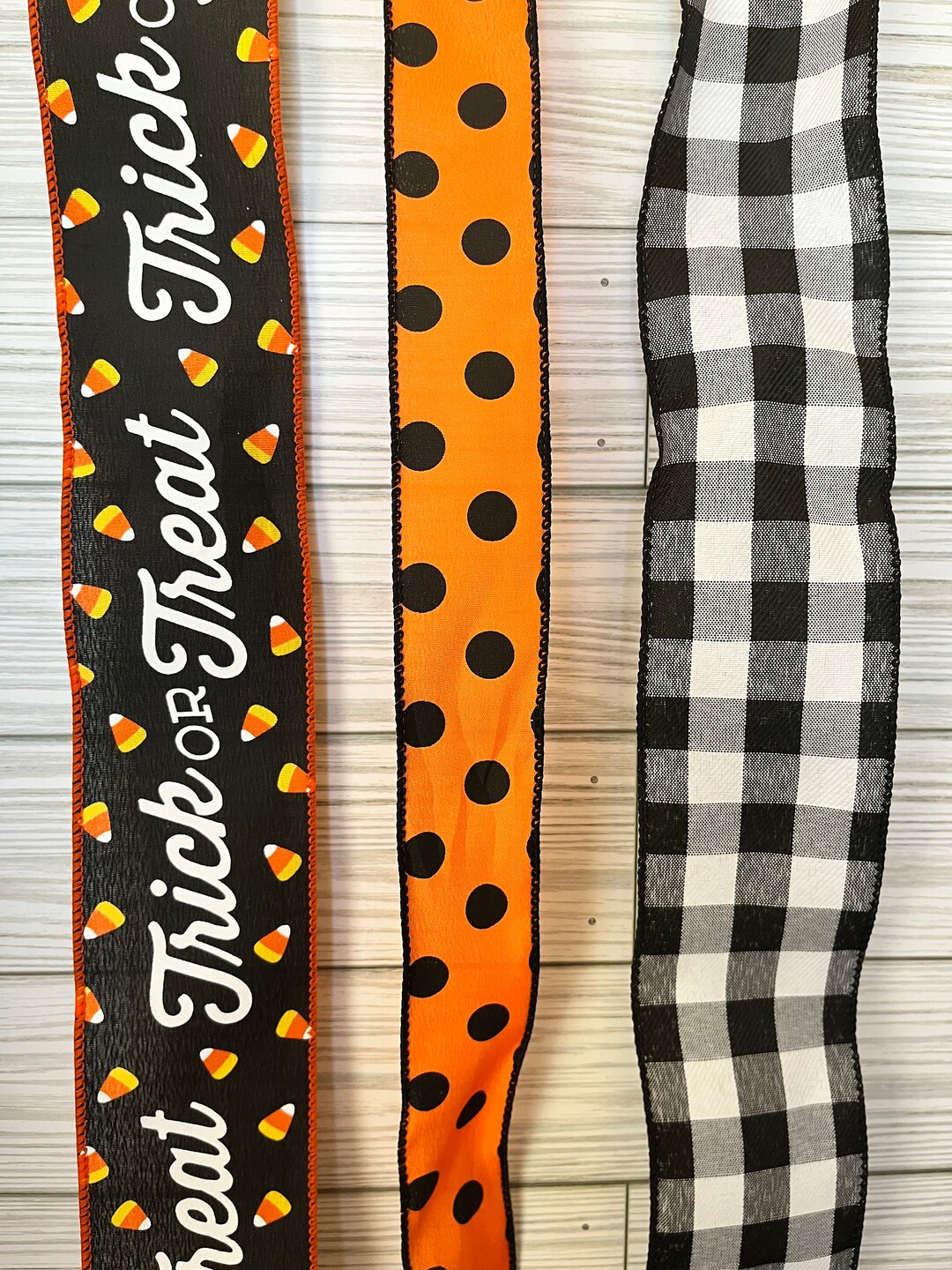 Halloween Ribbon Bundle, Candy Corn Ribbon, Black Polka Dot Ribbon ...
