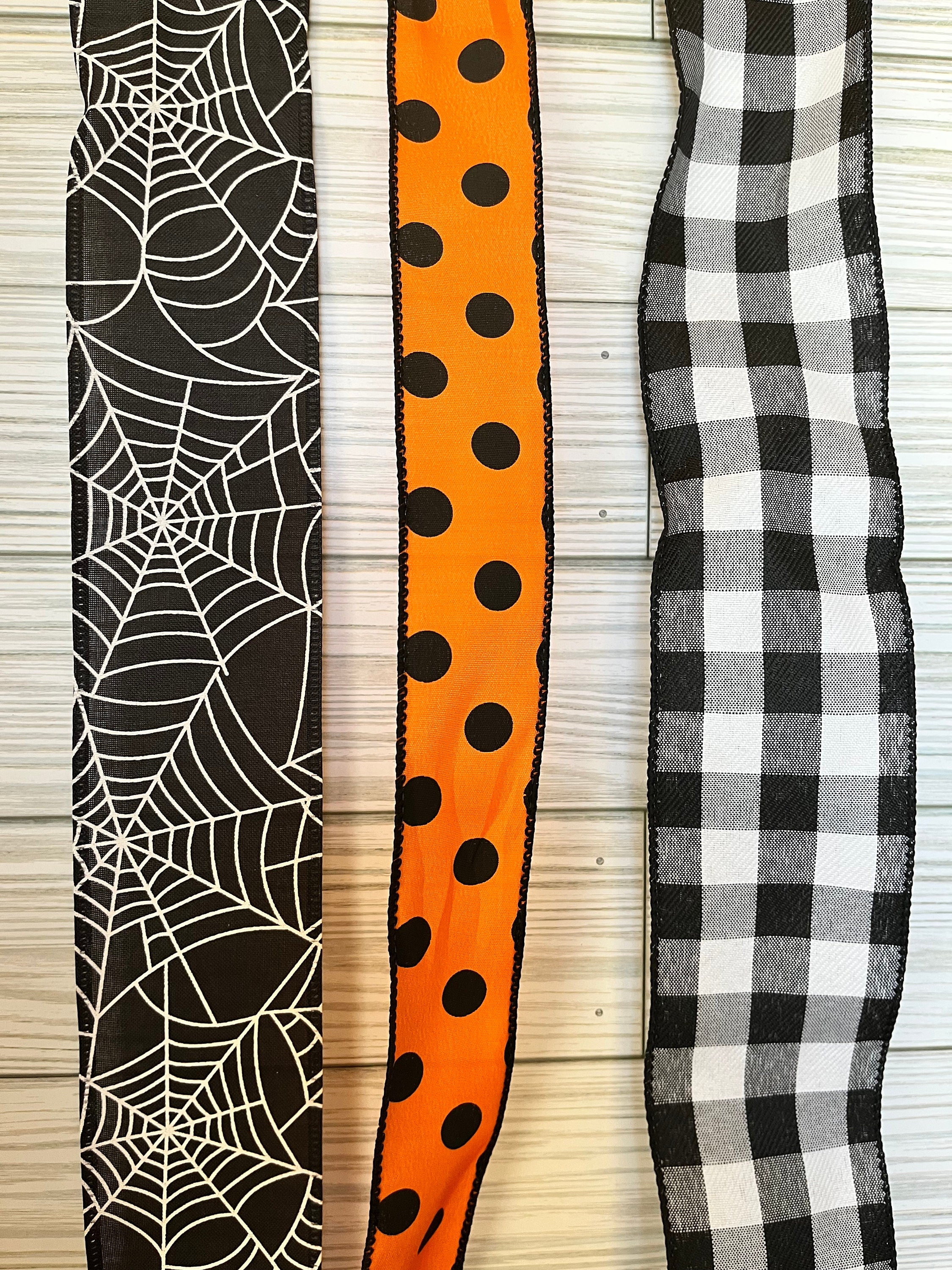 Spider Web Ribbon Bundle Orange Black Polka Dot Ribbon Black - Etsy