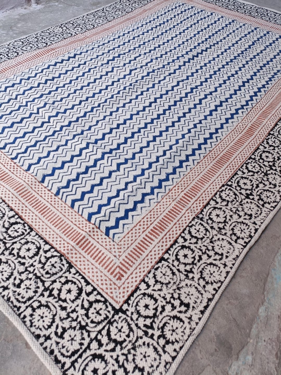 9x12 Feet Handmade Rug 9x9 Feet Square Rug Area Rug Floor Rug Blue Rug ...