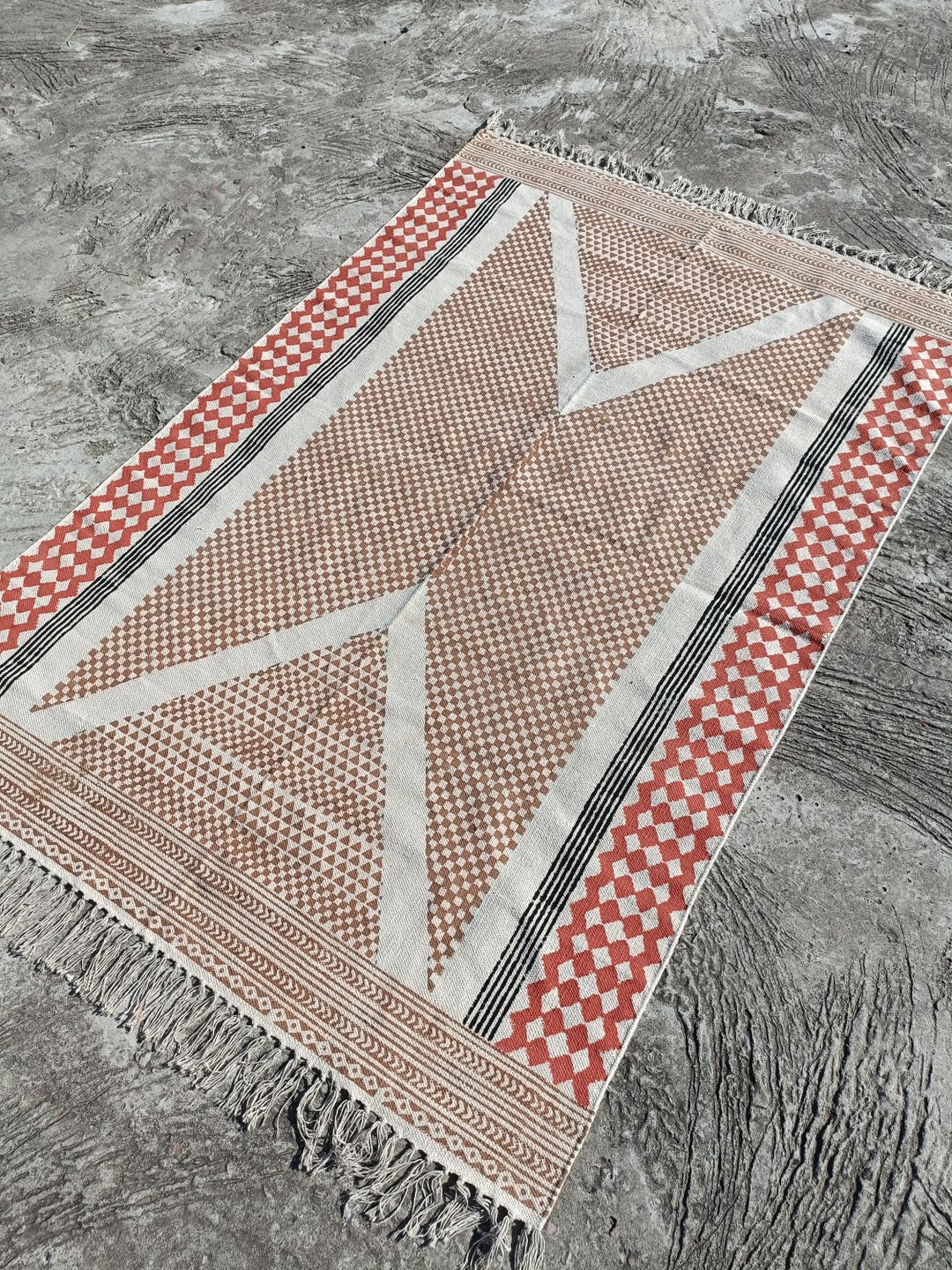 Cotton Hallway Runner Handmade Area Rug Stair Bedroom Floor Woven Block ...