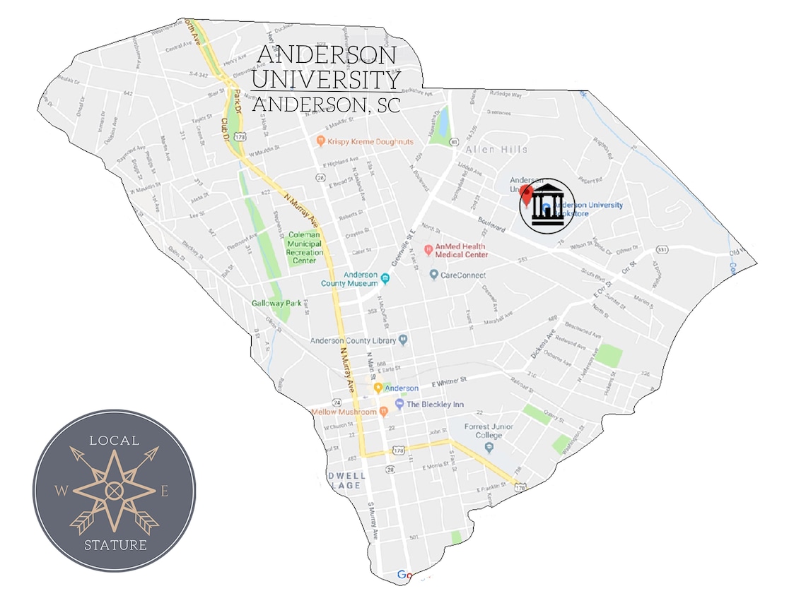 Anderson University South Carolina Campus Map - United States Map
