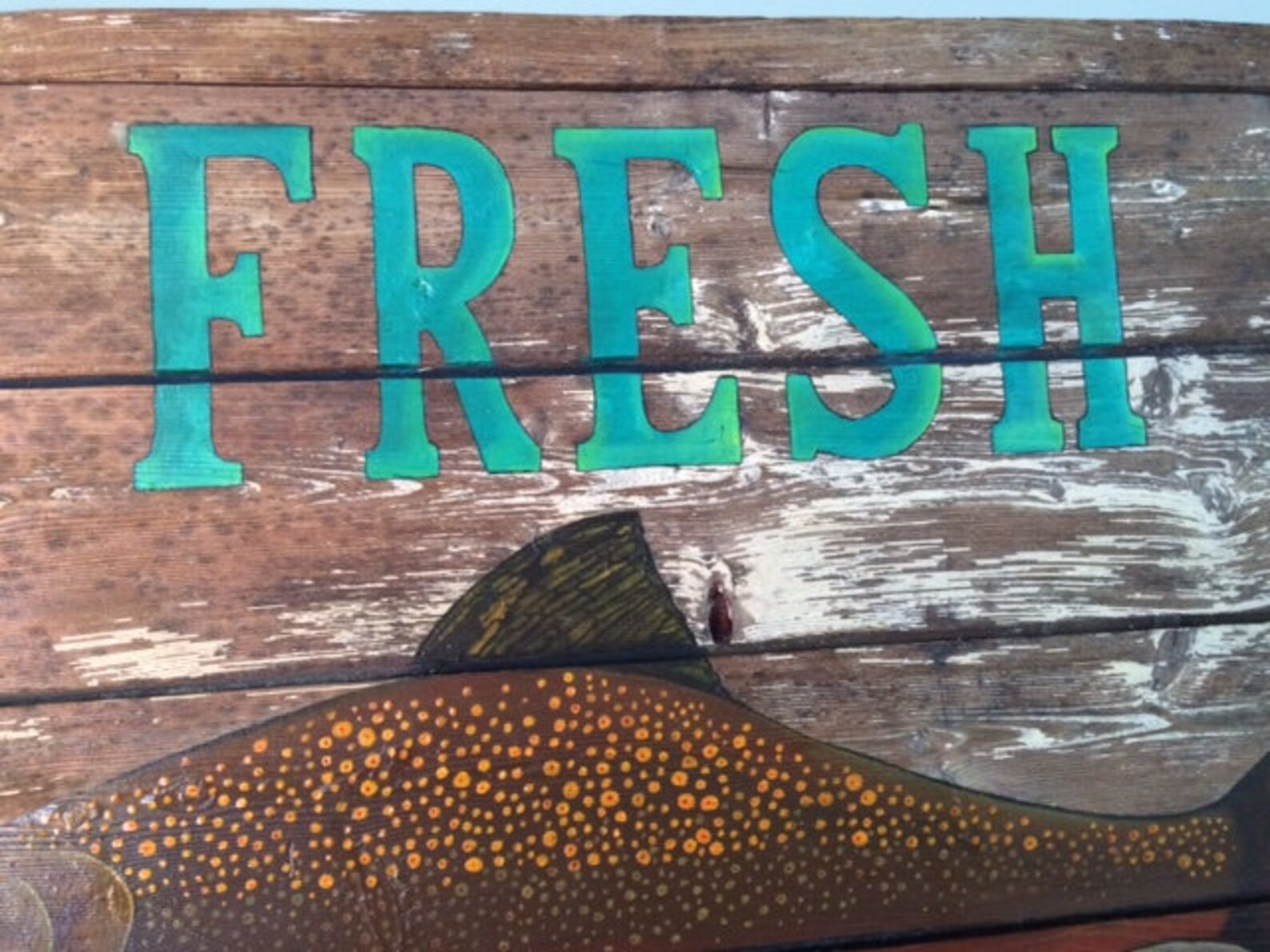 Fresh Fish Sign-vintage Door Architechual Salvage- Handpainted-market ...