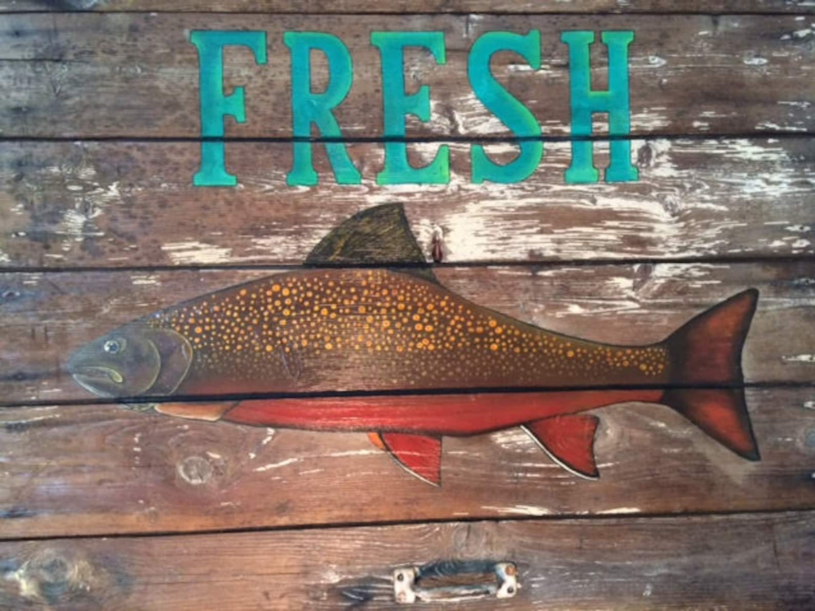 Fresh Fish Sign-Vintage Door Architechual Salvage | Etsy