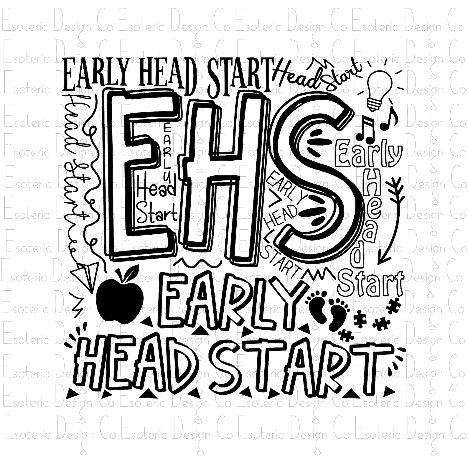 Early Head Start Typography Design Svg Png Eps & Dxf Files - Etsy