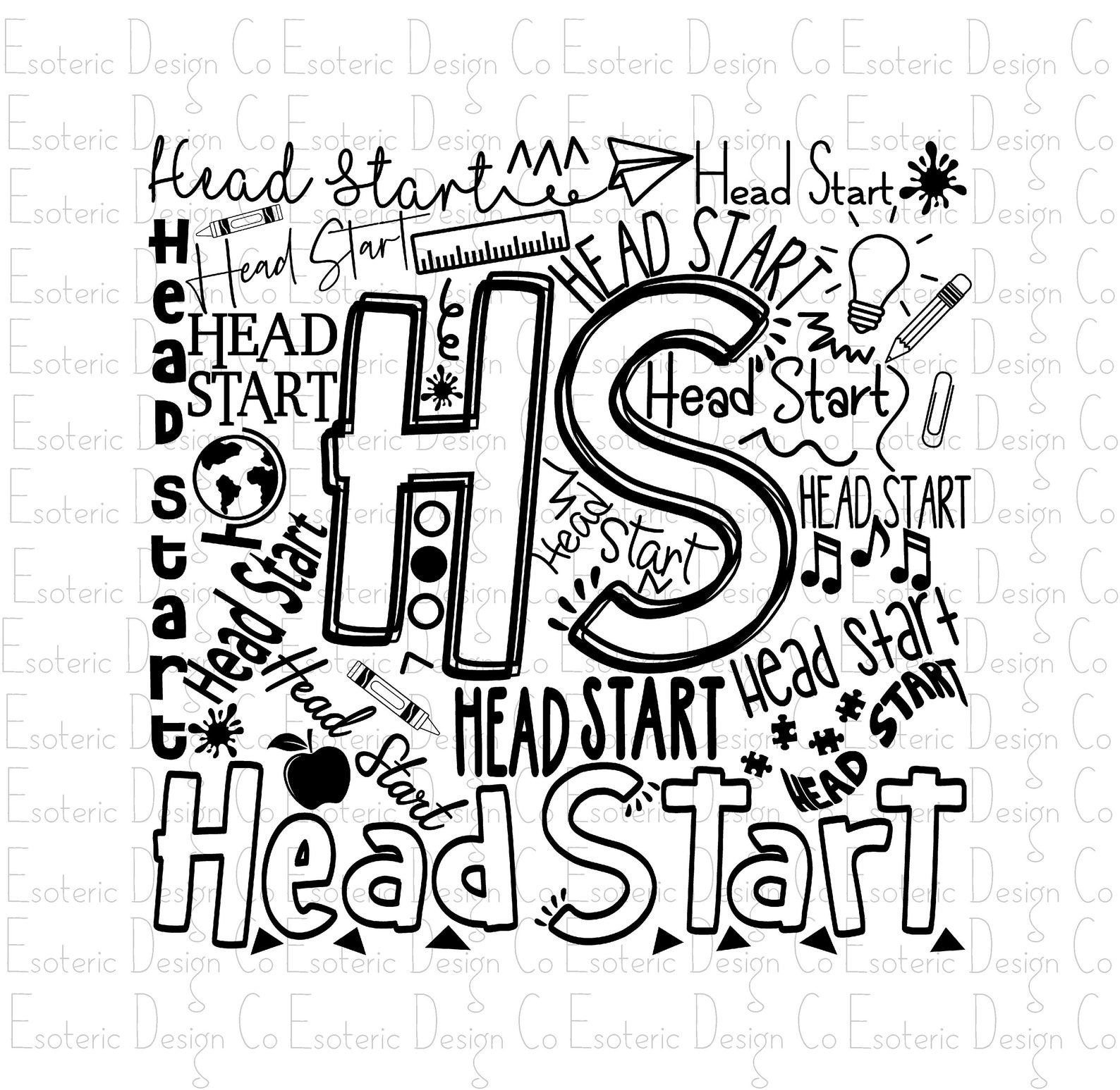 Head Start Typography Design - Svg, Png, Eps & Dxf Files - Cut File for ...