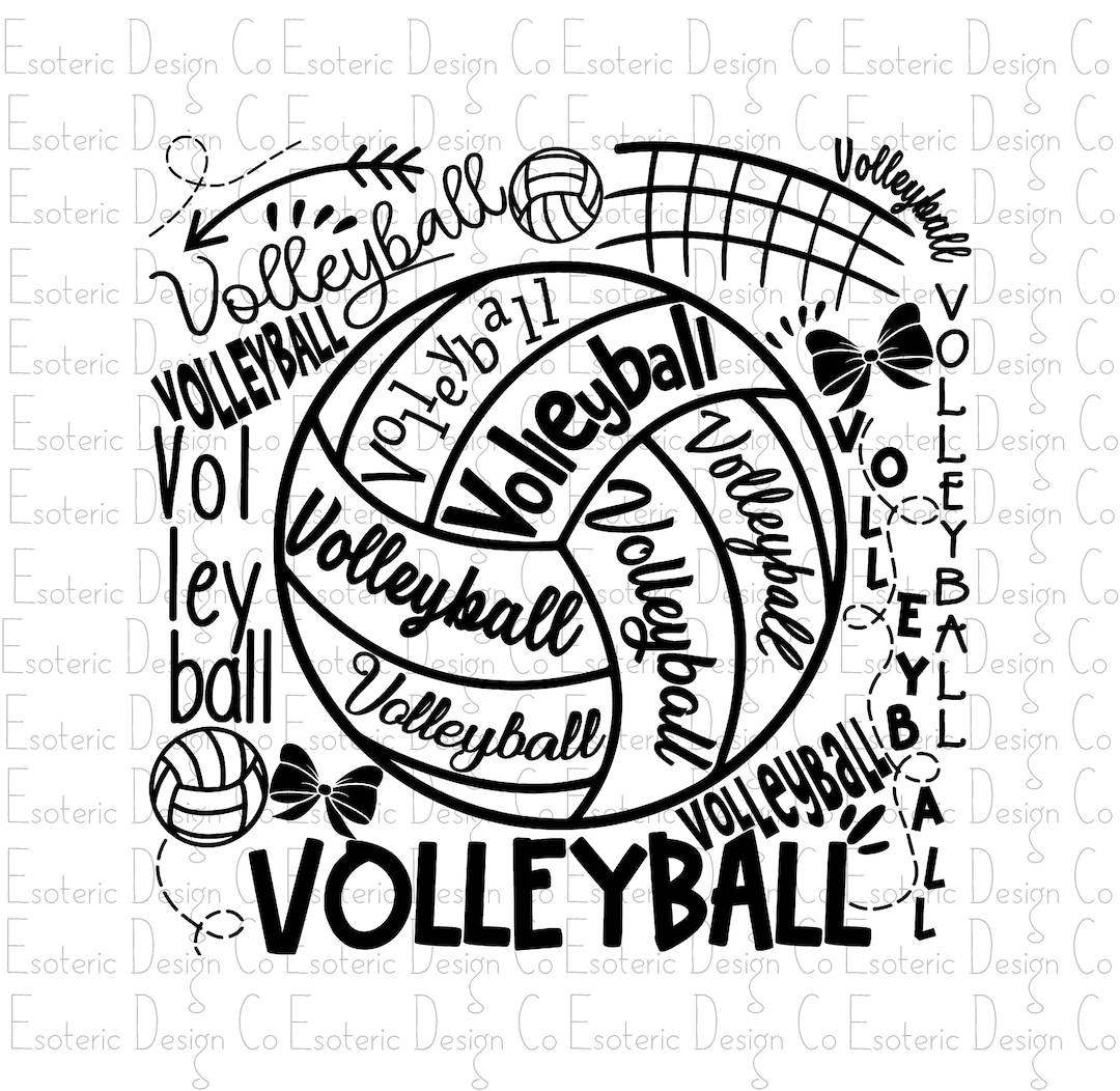 Volleyball Typography Design - Svg, Png, Eps & Dxf Files - Cut File for ...