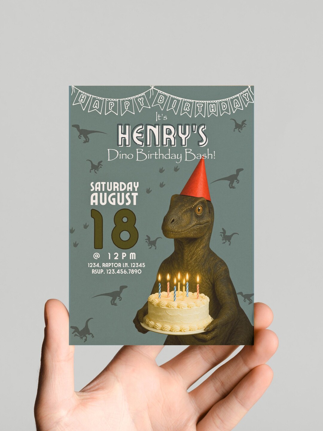 Raptor Birthday Invitation: Editable Dino Bash Card (digital Download ...