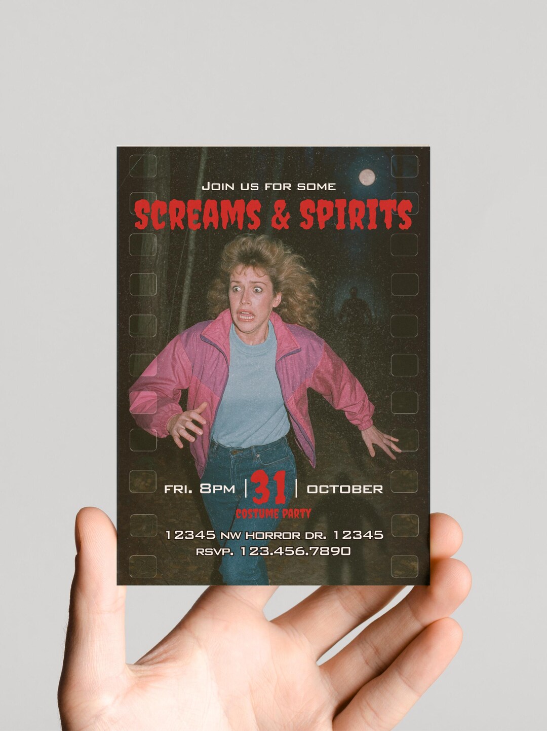 Retro 80s Horror Halloween Invitation | VHS Slasher Night (editable ...
