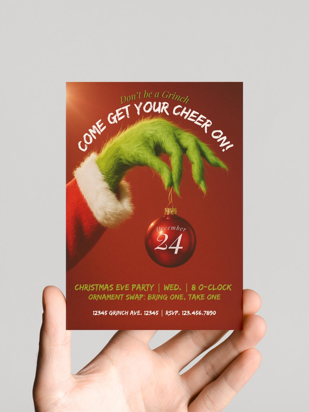 Grinch Themed Christmas Party Invitation | Funny Holiday Invite ...