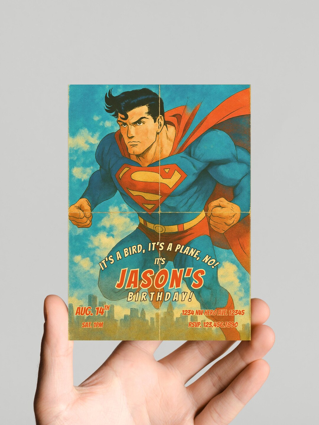 Vintage Superman Birthday Invitation | Retro Comic Book Party Editable ...