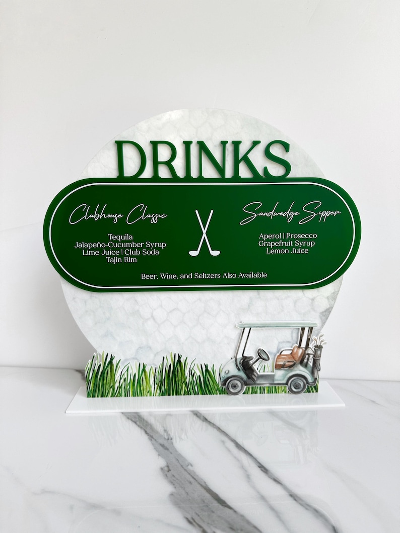 Golf Theme Bar Sign, Golf Cart Decor, Custom Drink Menu - Etsy