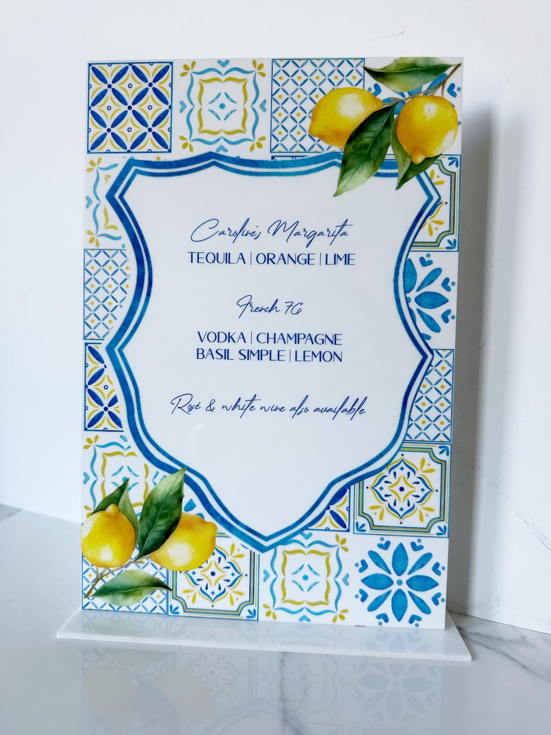 Italian Bar Menu, Lemon Theme, Main Squeeze Bar Menu, Bridal Shower ...