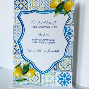 Italian Bar Menu, Lemon Theme, Main Squeeze Bar Menu, Bridal Shower ...