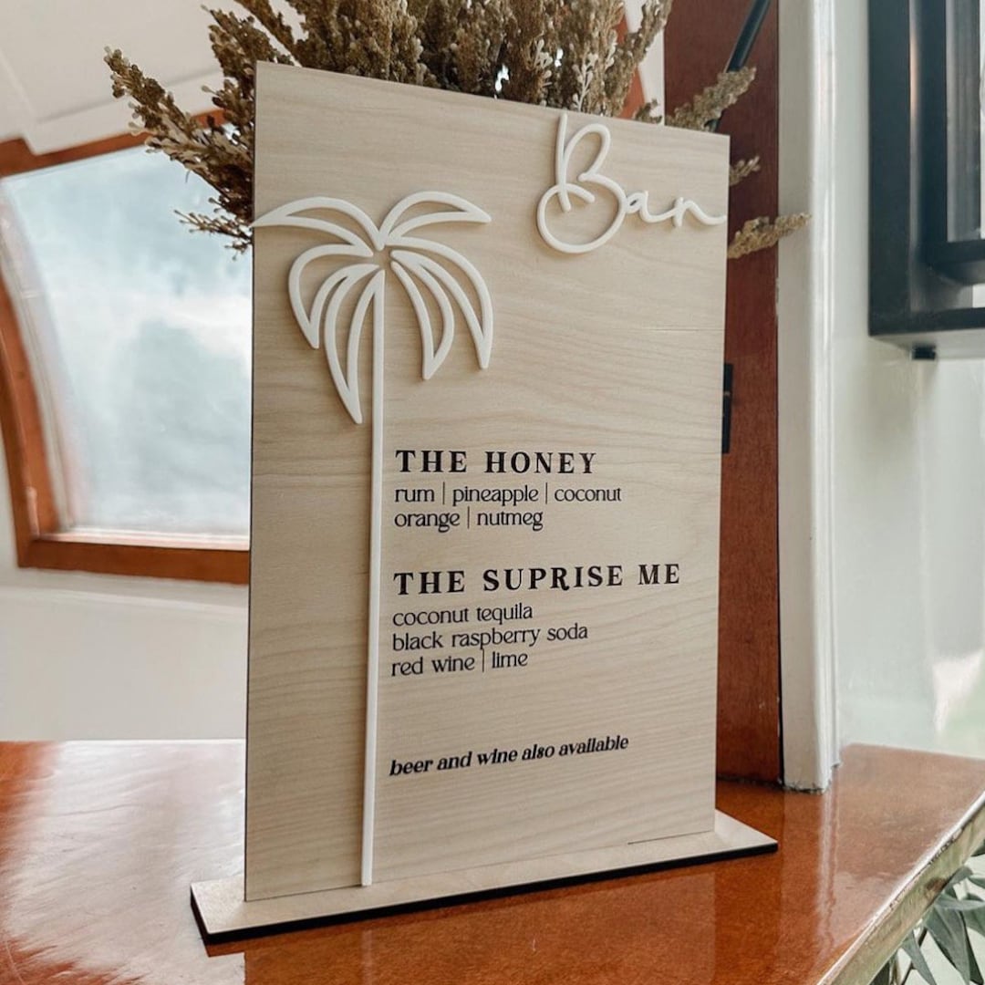 Wood Bar Menu, Wedding Bar Menu, Wedding Drink Menu, Wedding Drinks ...