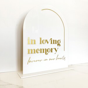 In Loving Memory Sign, Acrylic Memory Table Sign, Arch Acrylic Sign, in ...
