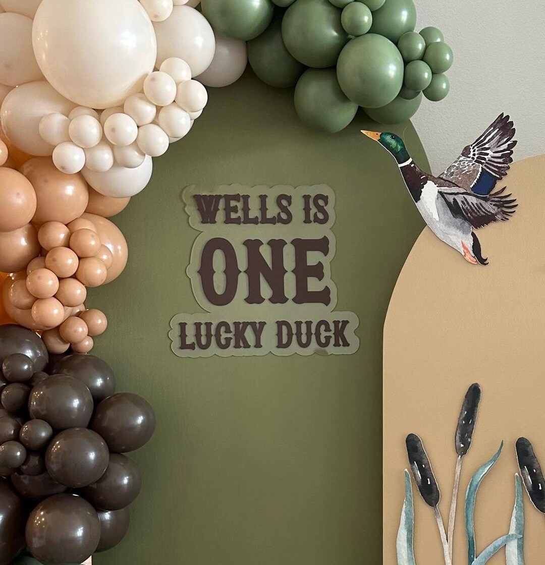 One Lucky Duck Backdrop Sign, Mallard Duck, Duck Theme, Duck Sign ...