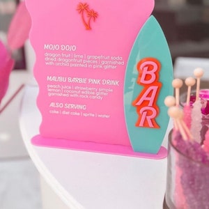 Bar Menu, Barbie Bar Menu, Barbie Party, Menu, Barbie Theme, Drink Menu ...