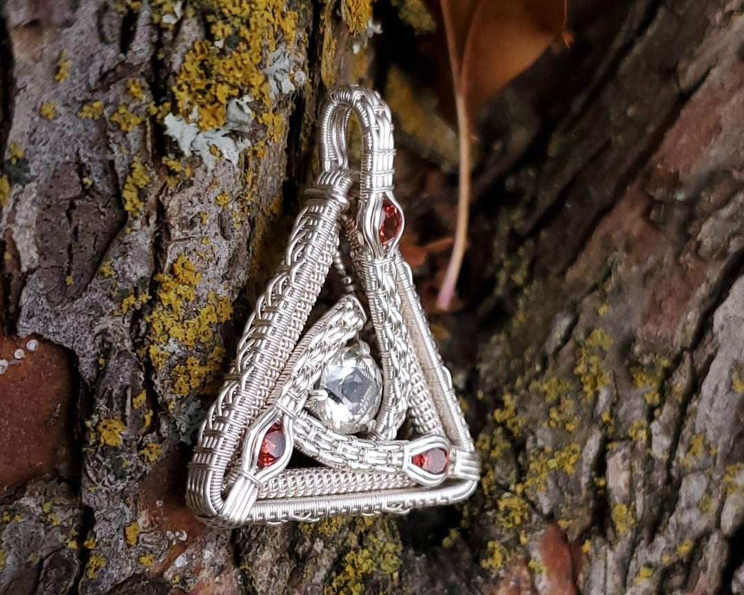 The Sun Talisman Sunstone and Garnet Silver Wire Wrap - Etsy