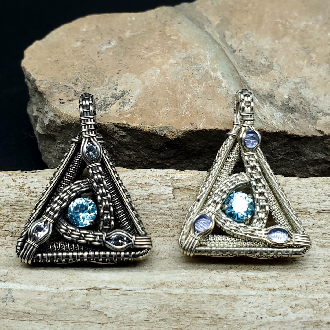 Celestial Key Talisman- Blue Zircon, Aquamarine, and Tanzanite Silver ...