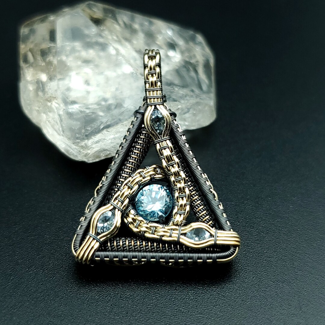 Celestial Key Series- Faceted Zircon Aquamarine Gold and Silver Wire ...