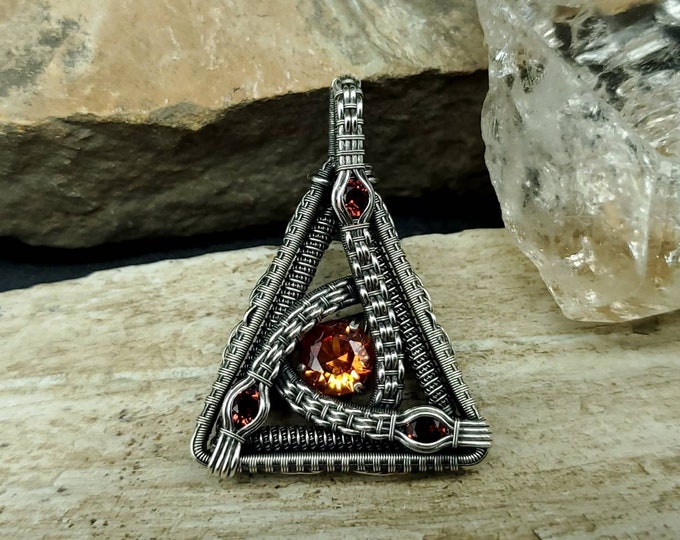 Celestial Key Series - Sapphire and Garnet Silver Wire Wrap - Etsy