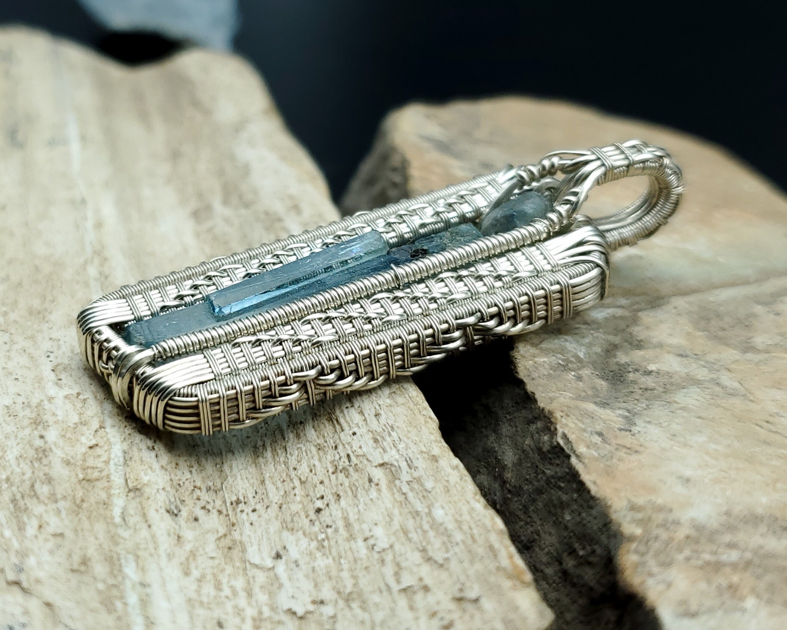 The Shield Talisman Aquamarine and Montana Sapphire Silver Wire Wrap ...