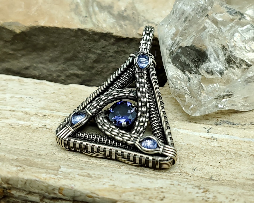 Celestial Key Talisman- Iolite and Tanzanite Silver Wire Wrap Pendant ...