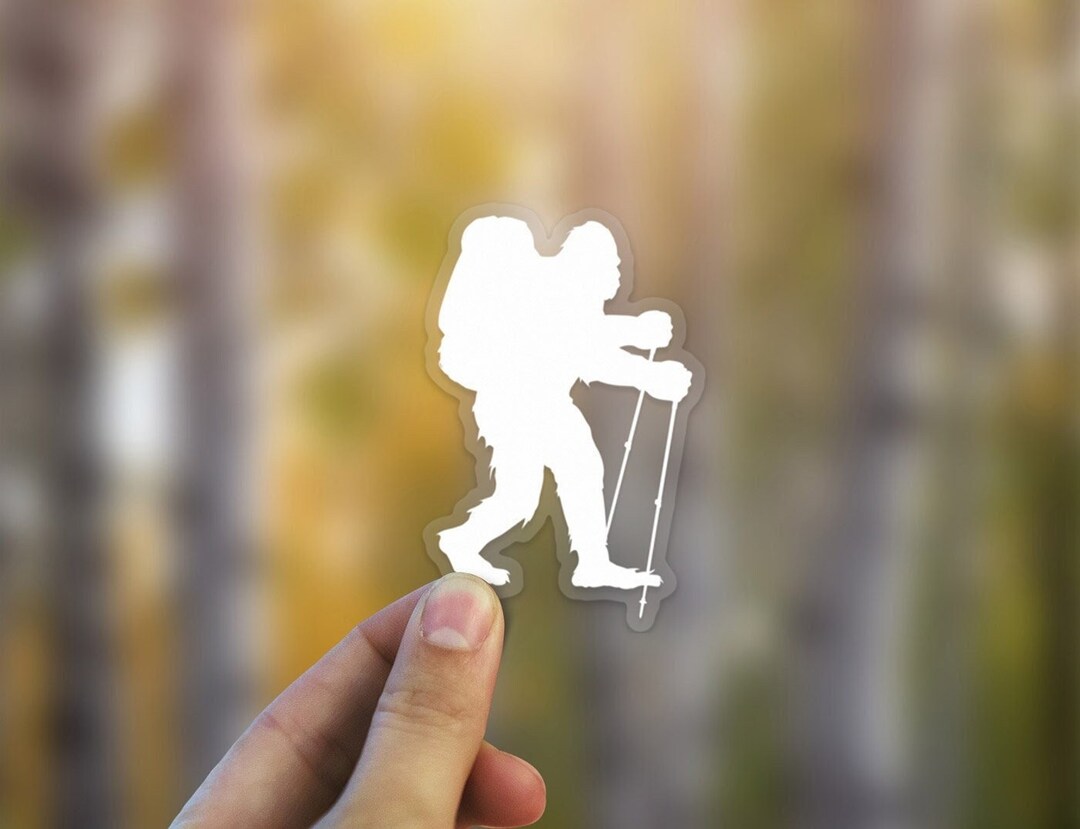 Sasquatch Backpacking Sticker - 3.8" Tall, White, Die Cut, High Quality ...