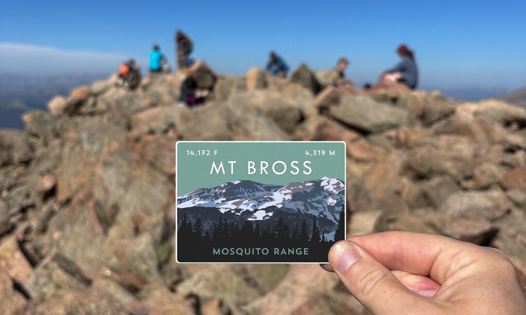 Mount Bross Colorado 14er Sticker - Weatherproof, Mountain Illustration ...