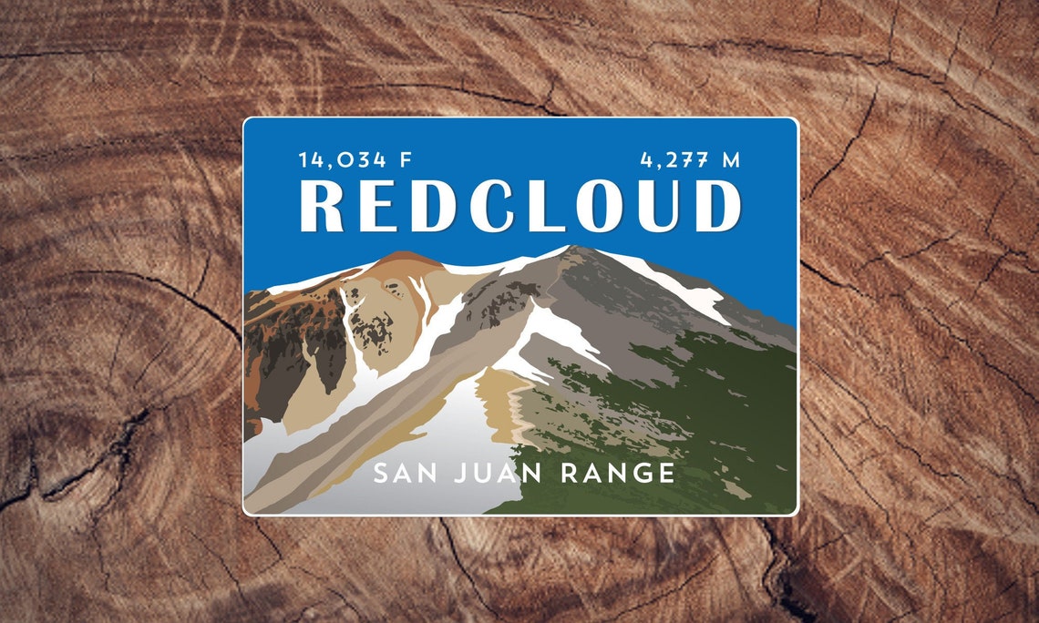Redcloud Peak Colorado 14er Sticker - Weatherproof, Mountain ...