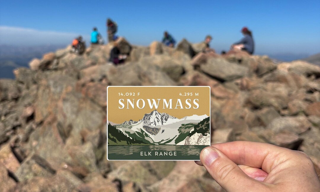 Snowmass Mountain Colorado 14er Sticker - Weatherproof, Illustration ...