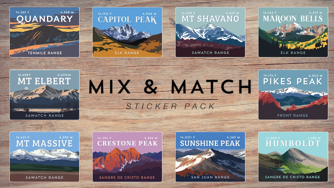 Colorado 14ers Sticker Pack | Mix & Match 5, 10, 15, 20, 25 Stickers ...
