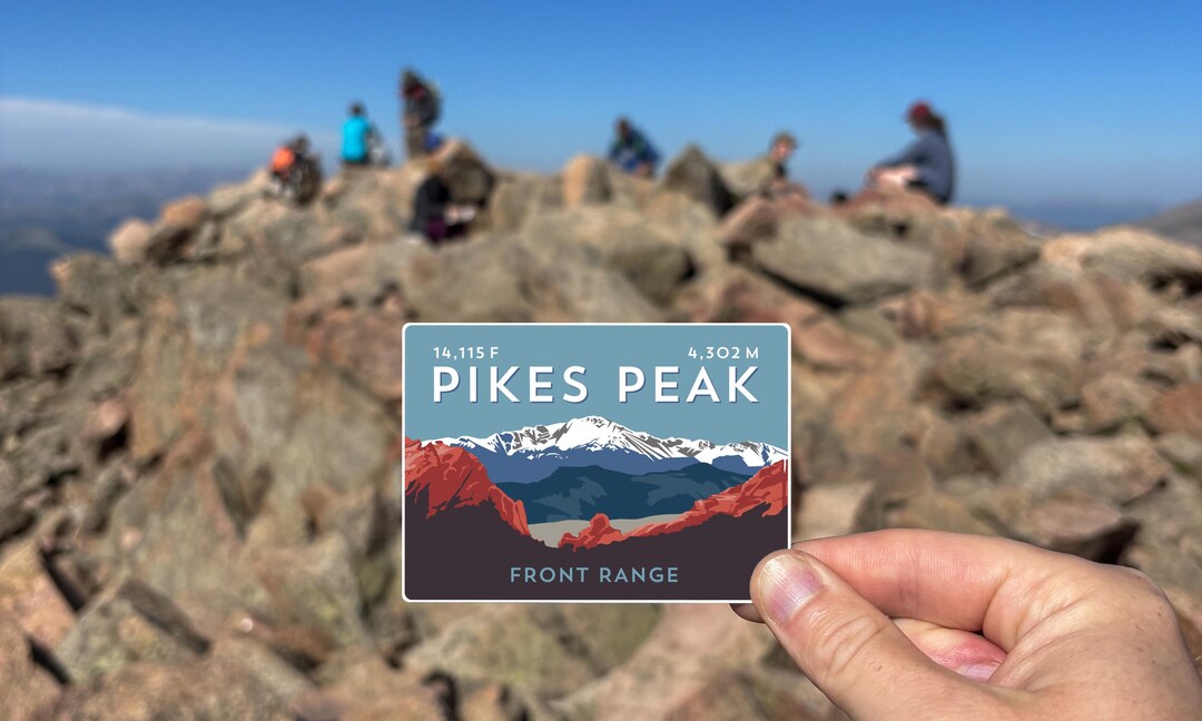 Pikes Peak Colorado 14er Sticker - Weatherproof, Mountain Illustration ...