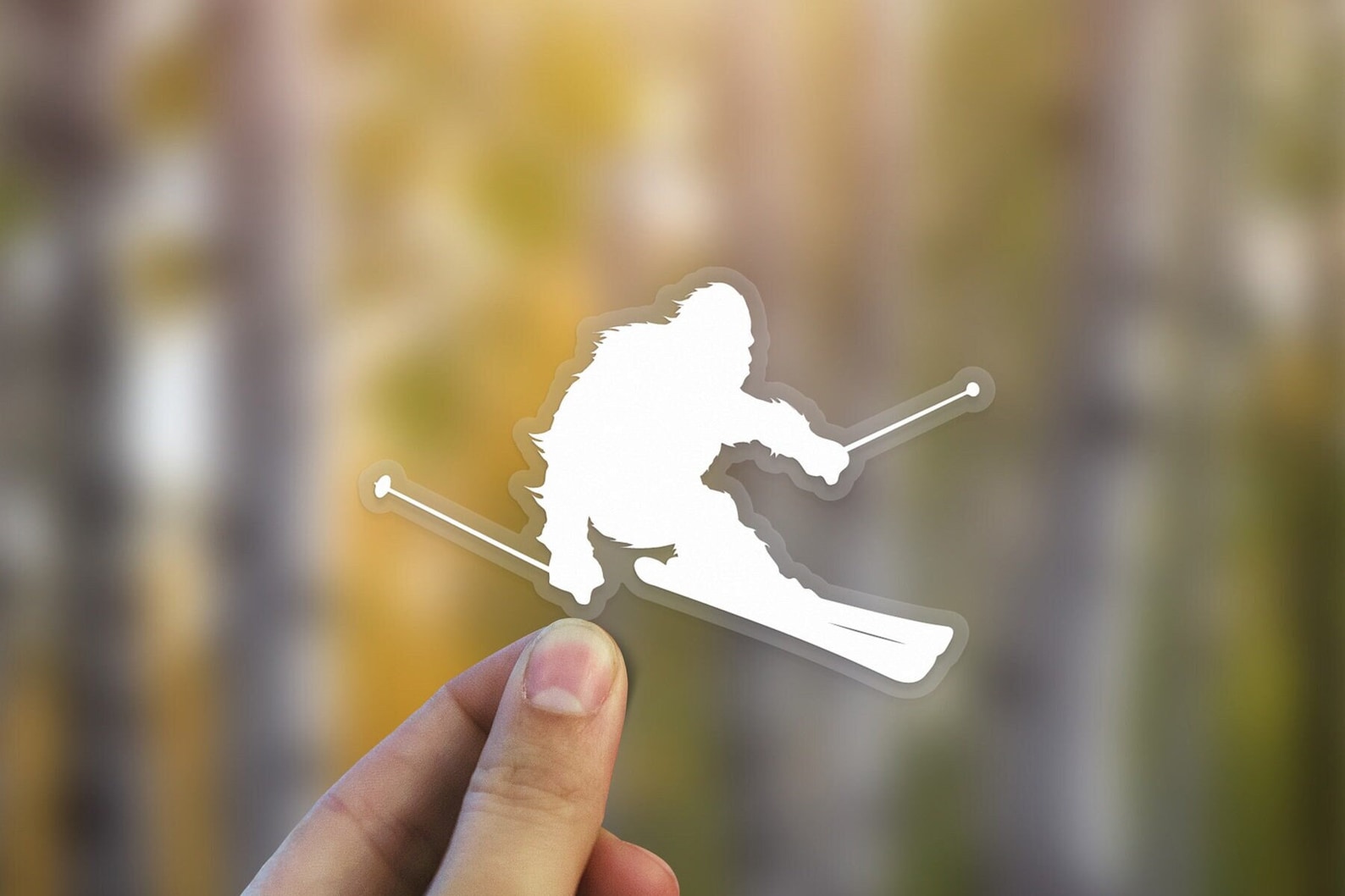Sasquatch Ski Sticker - 3.6" Tall, White, Weatherproof, Bigfoot, Uv ...