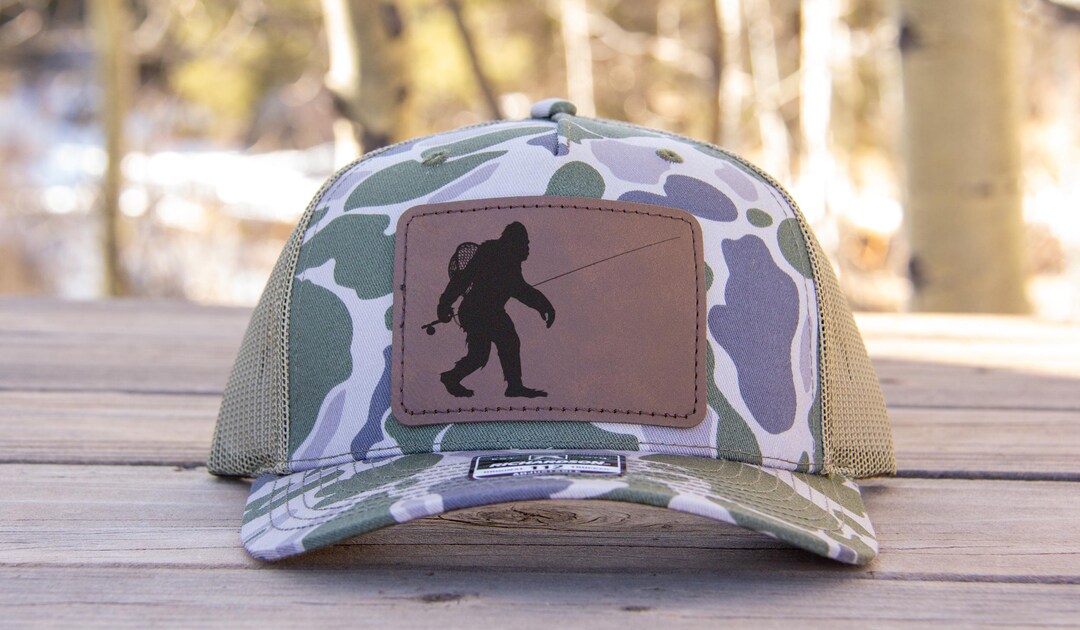 Bigfoot Fly Fishing Hat, Snapback Sasquatch Fishing Patch Hat, Harvest ...